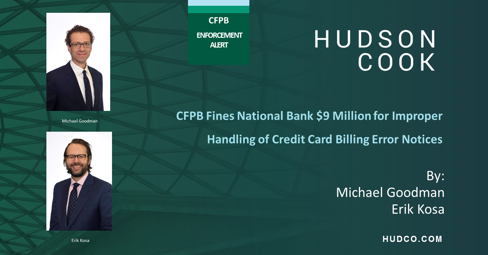 Enforcement Alert from Hudson Cook; CFPB Fines National Bank $9 Million ...